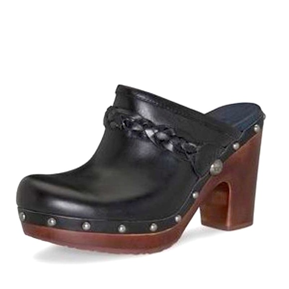 UGG | Shoes | Ugg Black Leather Clog | Poshmark